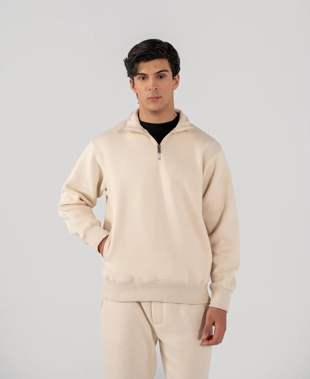 Men's Fleece Half Zipper (Ivory)